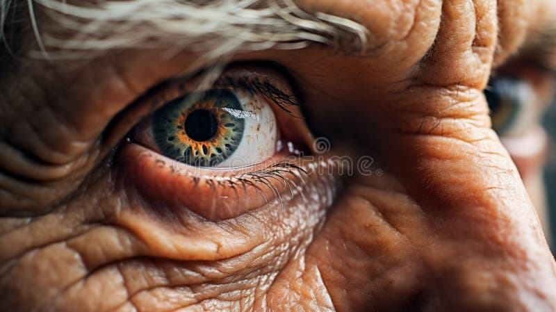Macro Photography of Old Man Eye Stock Illustration - Illustration of ...