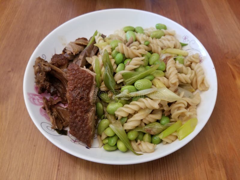 Duck Beef Pork with Vegetables and Pasta Stock Image - Image of soup ...