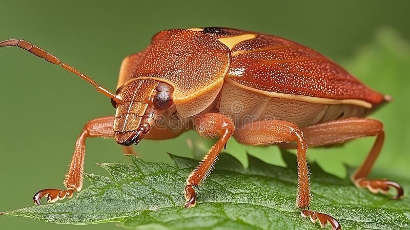 Macro Photography of a Red and Brown Bug on a Leaf Royalty Free Image ...