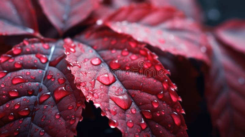 Macro Photography of Red Leaves. Generative AI Weber. Stock ...