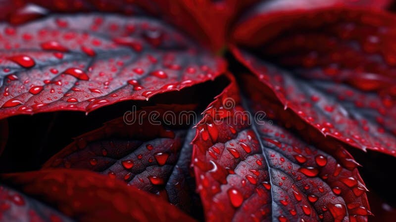 Macro Photography of Red Leaves. Generative AI Weber. Stock Photo ...