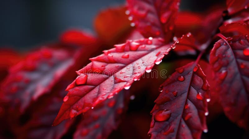 Macro Photography of Red Leaves. Generative AI Weber. Stock Photo ...