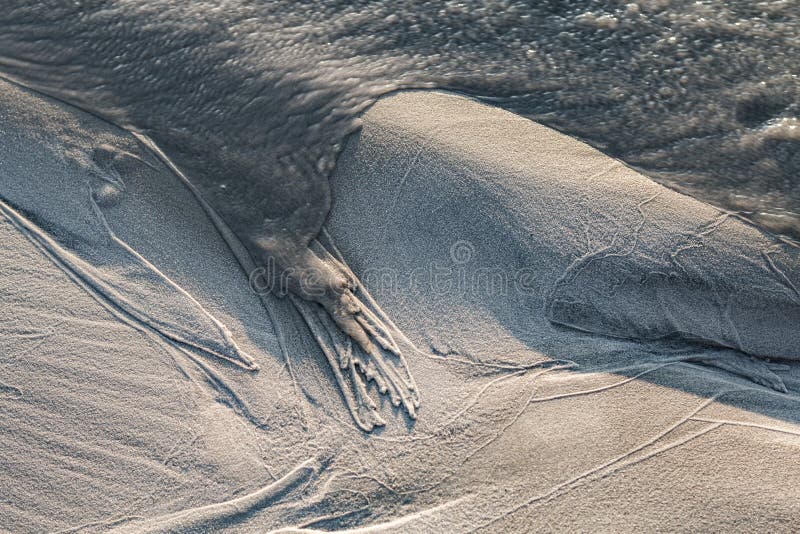 Macro Photography, Seething Stream of Sand with Water, Abstract Traces ...