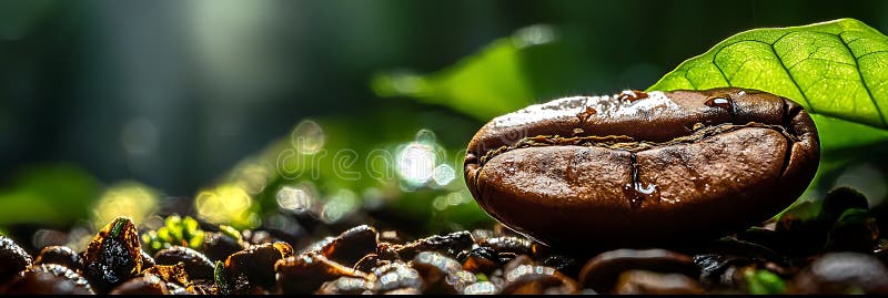 Single Coffee Bean Macro, Smooth Surface and Rich Textures in Soft ...