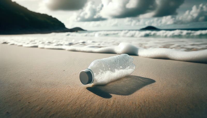 Macro Photography of a Single Plastic Bottle Washed Up on an Empty ...