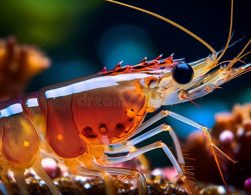 Macro Photography of a Single Shrimp with Detailed Texture and Natural ...