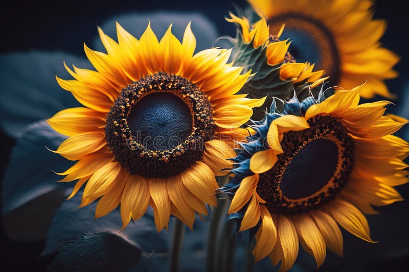 Macro Photography Style of Sunflower in Full Bloom. Stock Illustration ... Macro Photography Style of Sunflower in Full Bloom. Stock Illustration ...
