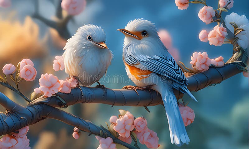 Macro Photography of Two Tiny Birds, Beautiful Birds, Generative AI ...