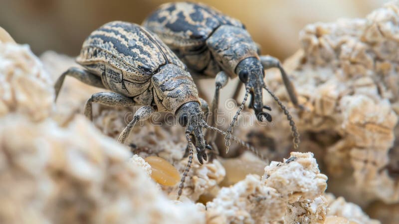 Macro Photography of Weevils on Natural Textured Surface Stock Photo ...