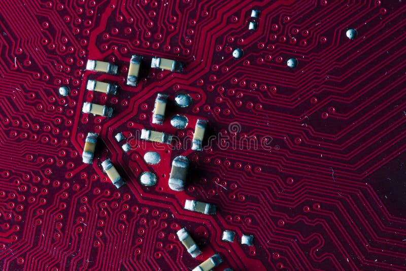 Macro Picture of Red Printed Circuit Board - PCB Stock Image - Image of ...