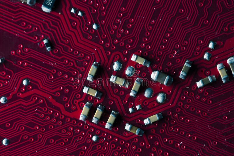 Macro Picture of Red Printed Circuit Board - PCB Stock Image - Image of ...