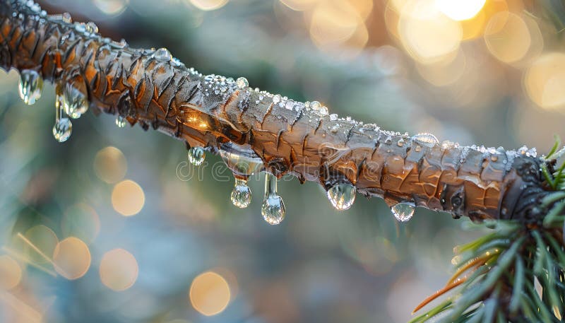 Macro of Pine Stem Cut with Resin Drops at Sunny Day Stock Photo ...