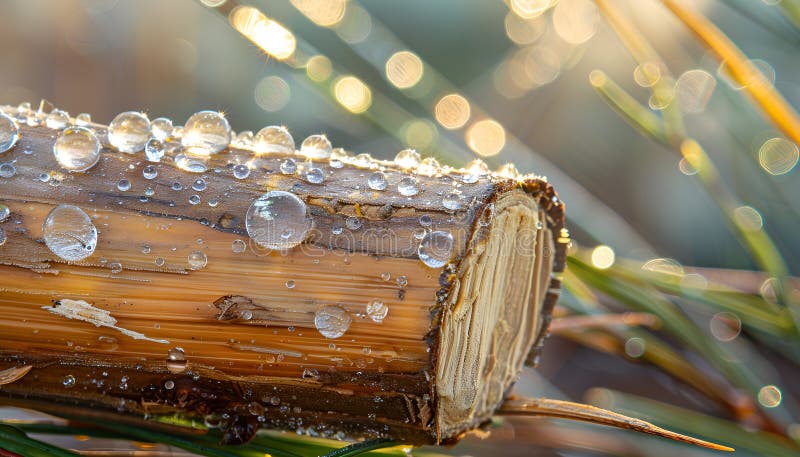 Macro of Pine Stem Cut with Resin Drops at Sunny Day Stock Image ...