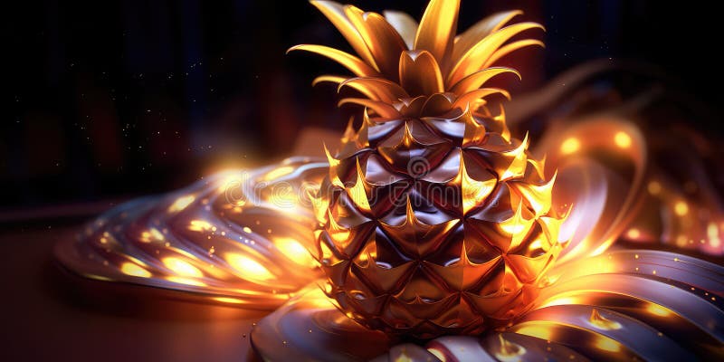 Macro Pineapple Detailed Night Lights Stock Illustration - Illustration ...
