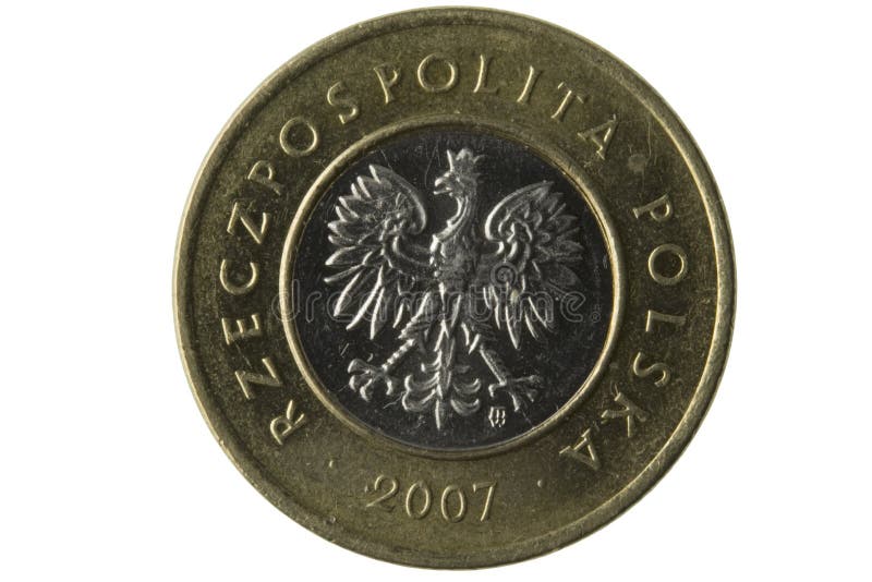 Macro of Polish 2 Zloty Coin Stock Image - Image of close, polska: 3867659