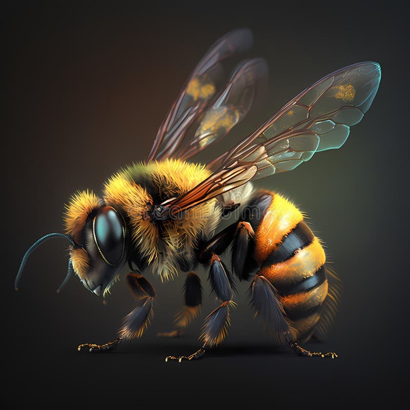 Close Up Bee Activity. Generative AI Stock Illustration - Illustration ...