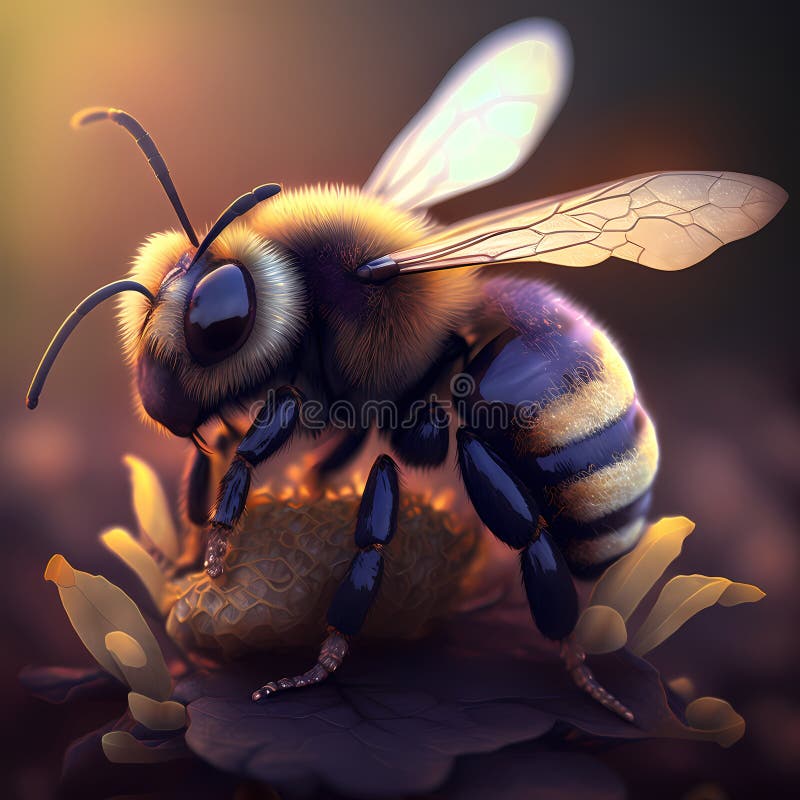 Close Up Bee Activity. Generative AI Stock Illustration - Illustration ...