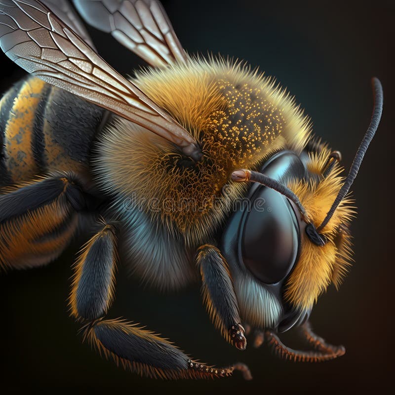 Close Up Bee Activity. Generative AI Stock Illustration - Illustration ...