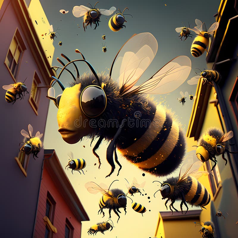 Bee Colony Activity. Generative AI Stock Illustration - Illustration of ...
