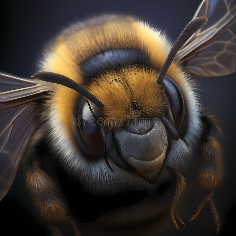 Macro Portrait of Bee. Generative AI Stock Illustration - Illustration ...