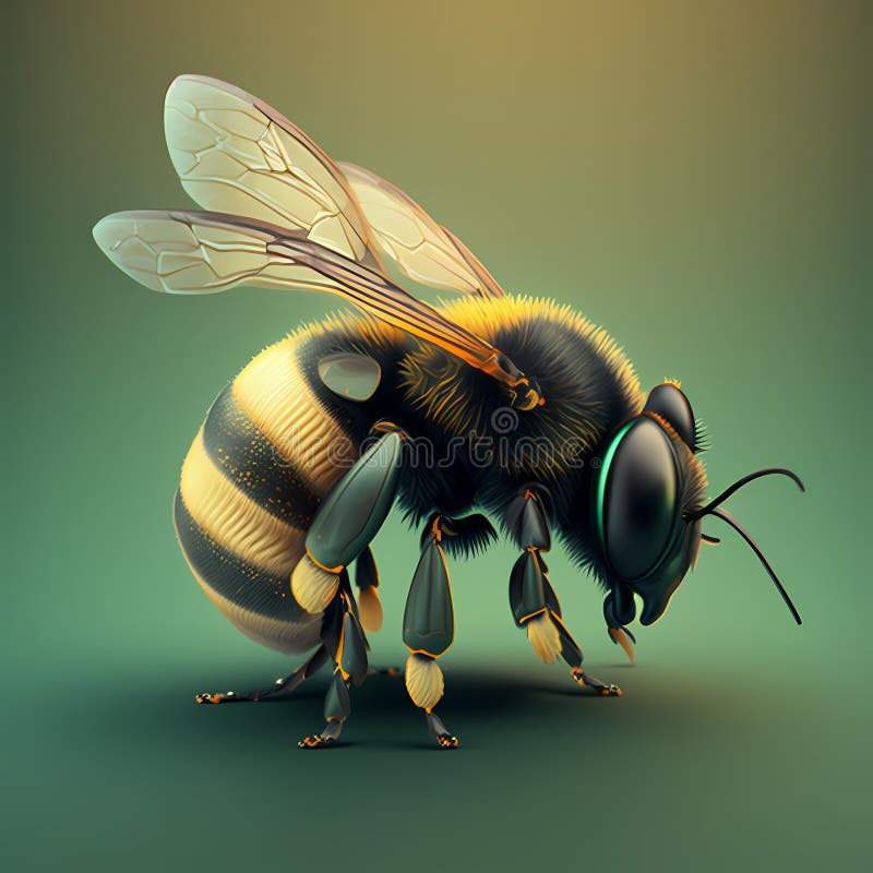 Macro Portrait of Bee. Generative AI Stock Illustration - Illustration ...