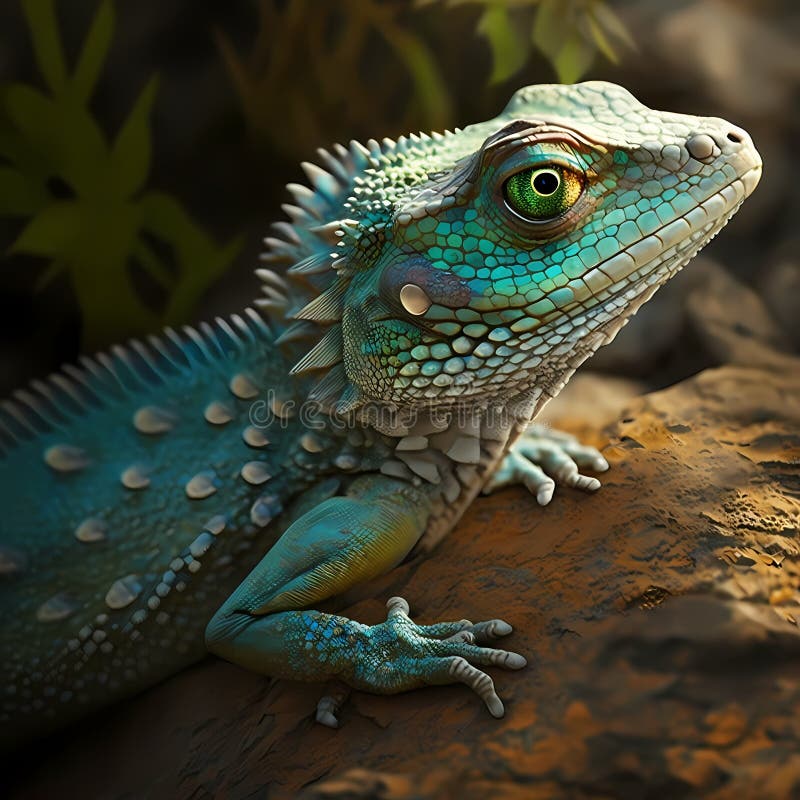 Macro Portrait of Lizard. Generative AI Stock Illustration ...