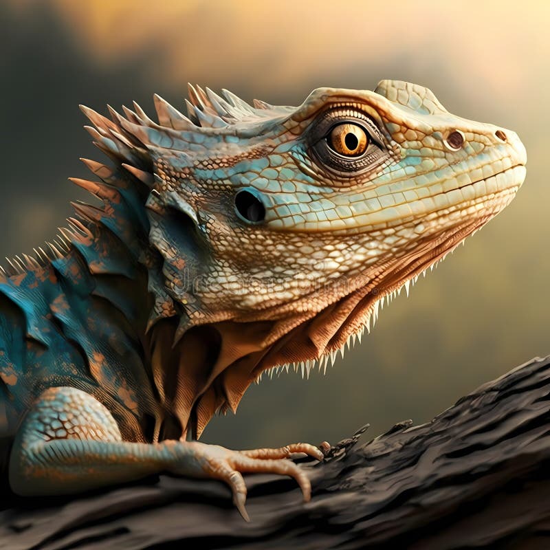 Macro Portrait of Lizard. Generative AI Stock Illustration ...