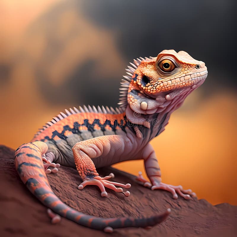 Macro Portrait of Lizard. Generative AI Stock Illustration ...