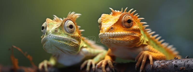 Macro Portrait of a Pair of Lizards. Wildlife. Stock Photo - Image of ...