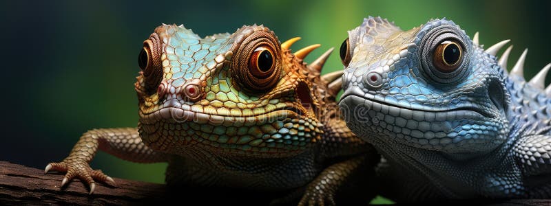 Macro Portrait of a Pair of Lizards. Wildlife. Stock Photo - Image of ...