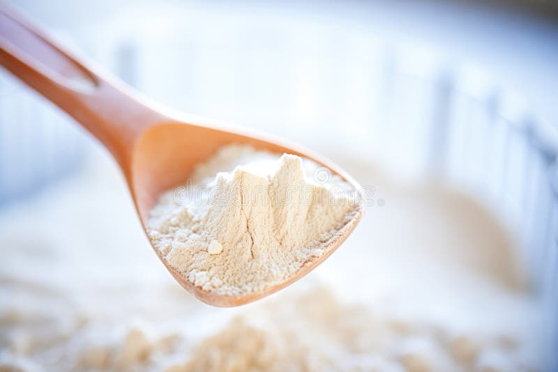 Macro of Protein Powder with Scoop, Focus on Specifications Stock ...
