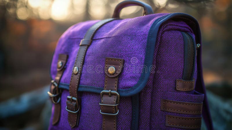 Macro Purple Canvas Backpack, Isolated White Background Stock Image ...
