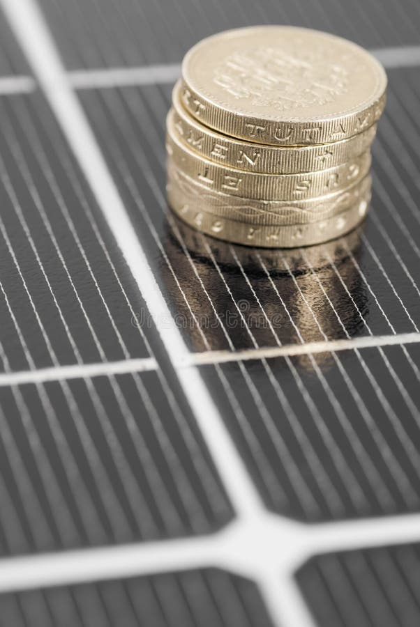Macro PV Solar Panel and Money. Stock Image - Image of currency ...