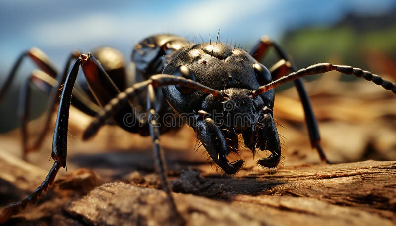 Macro Recreation of a Black Ant Stock Illustration - Illustration of ...