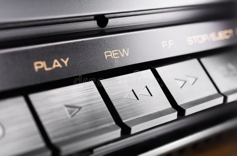 Macro Rectangular Stop Eject Button Old Hifi Stereo Audio System Stock ...