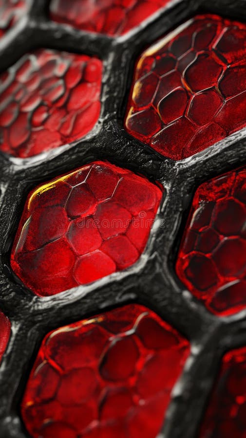 Macro of Red Honeycomb Texture with Depth and Shine Stock Image - Image ...