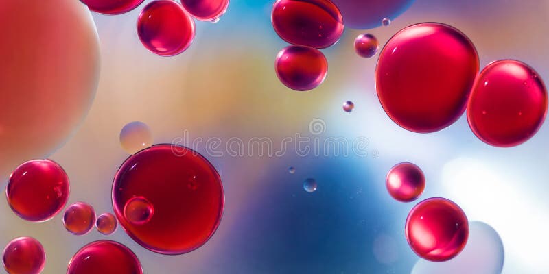 Macro of Red Oil Drops on Water Stock Photo - Image of design, bubble ...