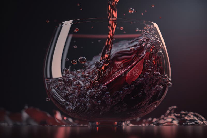 Macro Red Wine on Black Background, Abstract Splashing. AI Generation ...