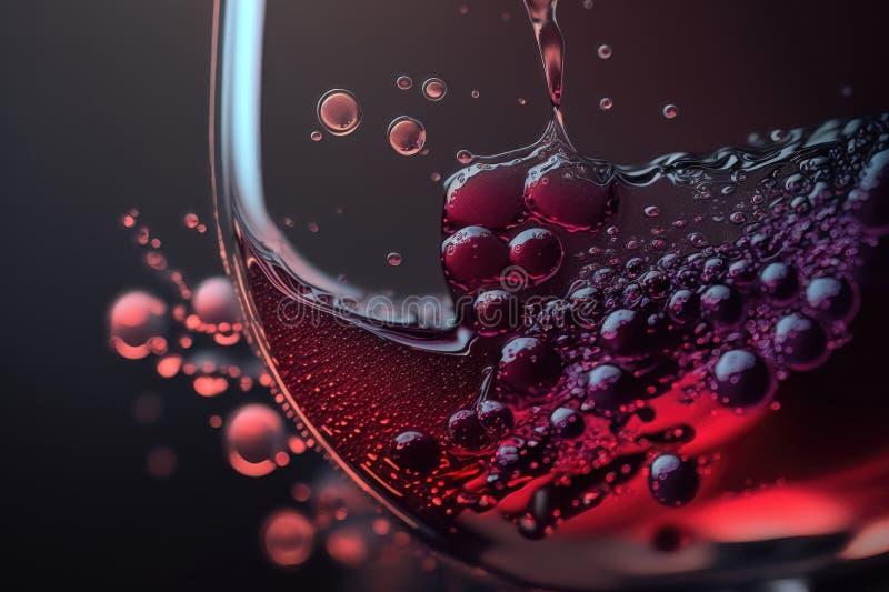Macro Red Wine on Black Background, Abstract Splashing. AI Generation ...