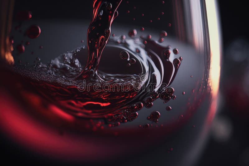 Macro Red Wine on Black Background, Abstract Splashing. AI Generation ...
