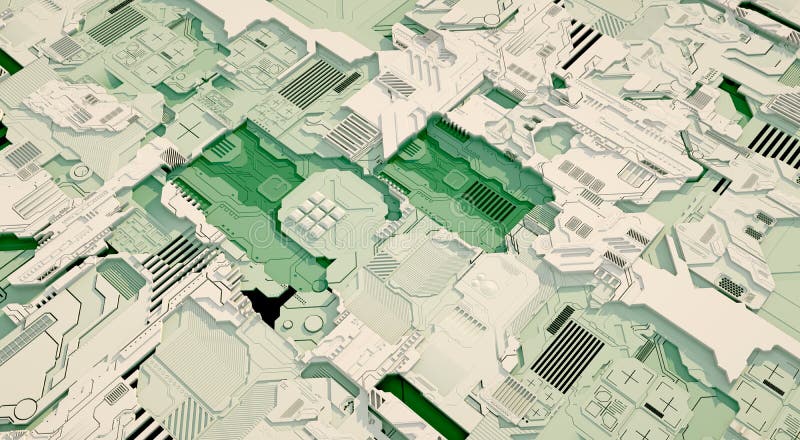 Macro Rendering of a Futuristic Electronic Printed Circuit Board with ...