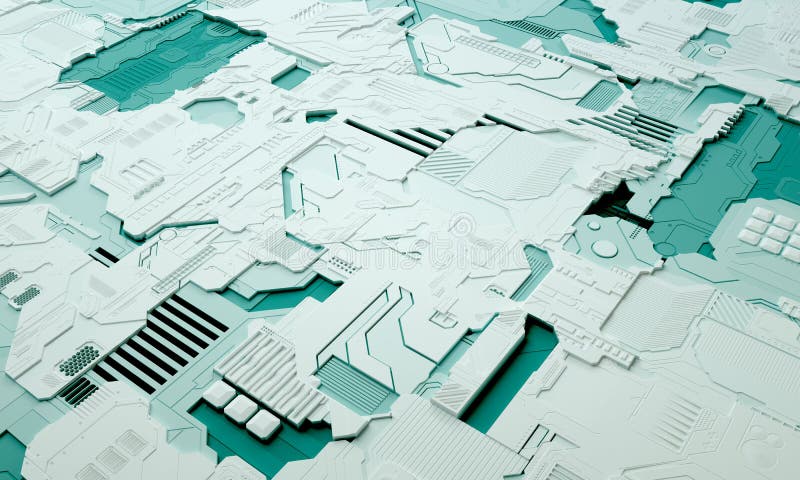 Macro Rendering of a Futuristic Electronic Printed Circuit Board with ...