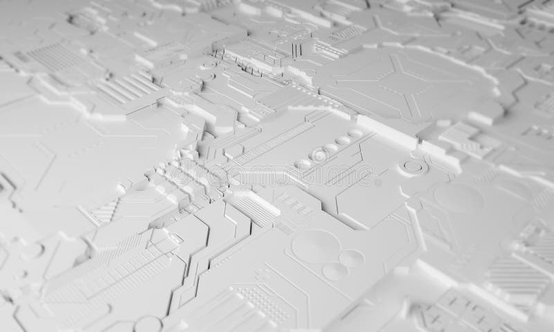 Macro Rendering of a Futuristic Electronic Printed Circuit Board with ...