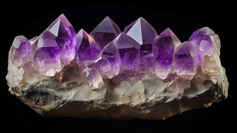 Sharp-edged Amethyst Crystal Cluster Sparkles with Geometry and Vivid ...