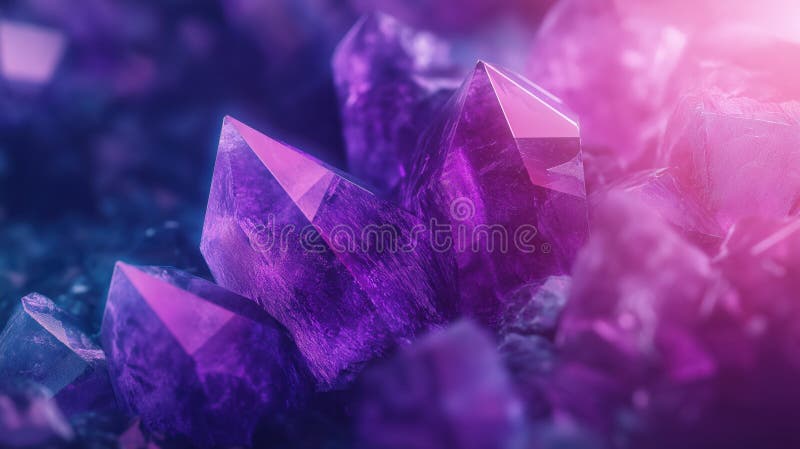 Sharp-edged Amethyst Crystal Cluster Sparkles with Geometry and Vivid ...