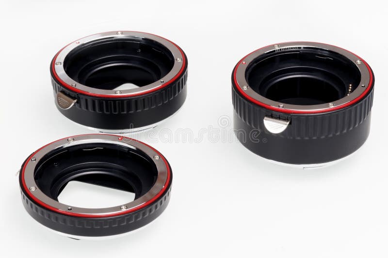 . Macro Ring for the Lens. To Increase Focus. on a White Background. No ...