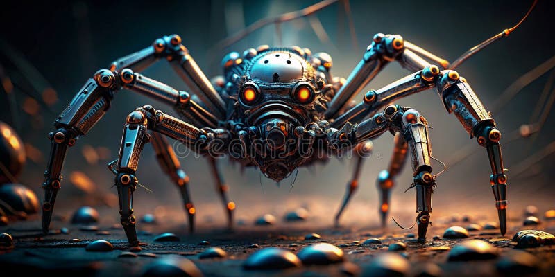 Macro Robot Like Tarantula Sci Fi Style Wallpaper Generative AI Stock ...