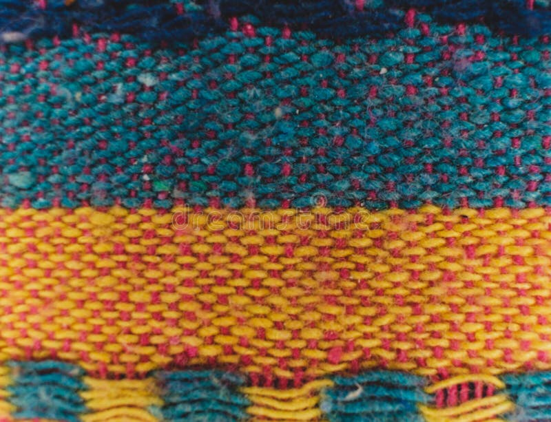 Macro of a Rough Fabric of Orange and Blue Colour. Stock Image - Image ...