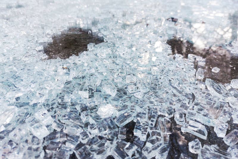 Macro of Safety Glass Shards Lying on the Ground Stock Image - Image of ...