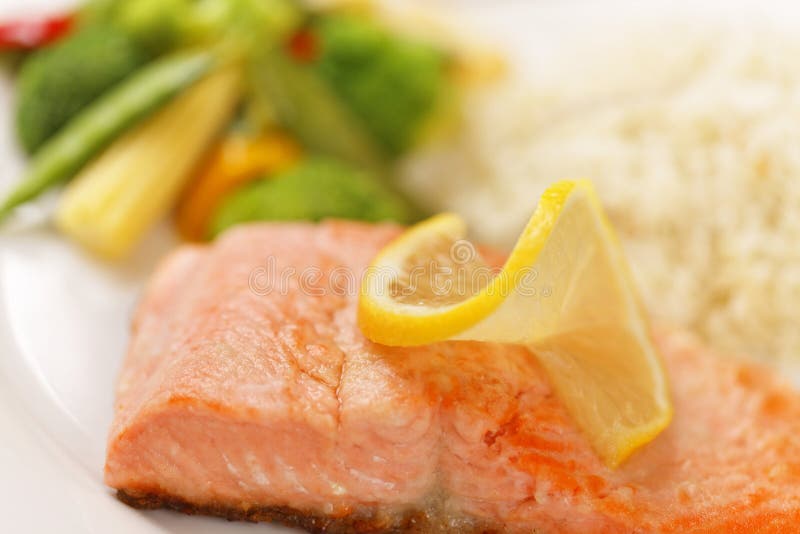 Macro salmon filet meal stock photo. Image of close, gourmet - 12628304